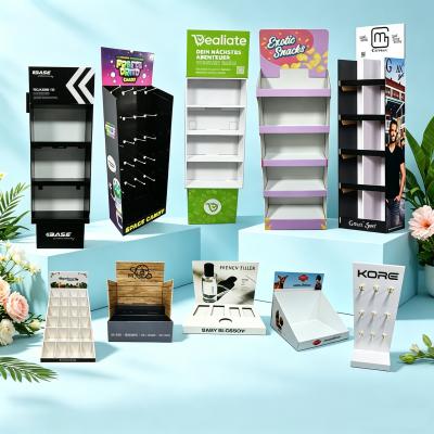 China Strong Heavy Duty Corrugated Paper Display, Freestanding Floor Standing Retail Shelf Rack, PDQ Tray For Store Shop Mall Merchandise Promotion, Factory OEM With FSC‑Certified Paper Board Materials for sale