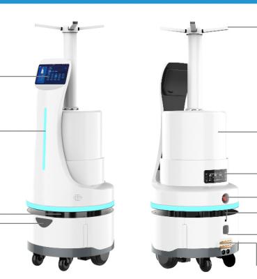 China Alameda del tren de hospital de los robots del saneamiento y de la desinfección de la pantalla del IPS en venta