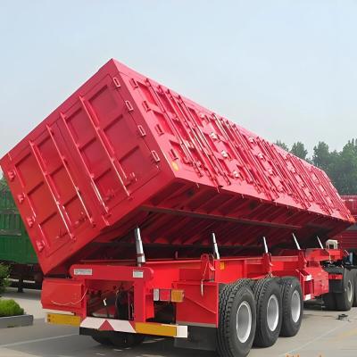 China CIMC mechanical suspension Dual air brake system payload 70T allows goods to be unloaded from the side Tri-axle Tipper Trailer for sale