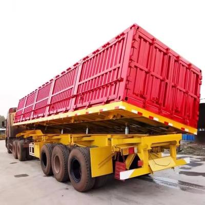 China CIMC mechanical suspension Dual air brake system payload 70T allows goods to be unloaded from the side Tri-axle Tipper Trailer for sale