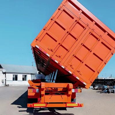 China CIMC mechanical suspension Dual air brake system payload 70T allows goods to be unloaded from the side Tri-axle Tipper Trailer for sale