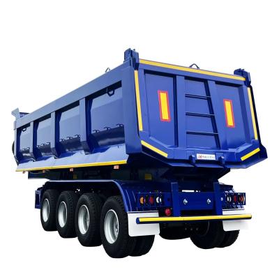 China CIMC 4 axles 22/24/26/28/30 ft high strength and durable steel HYVA cylinder offer swift unloading end dump truck semi trailer for sale