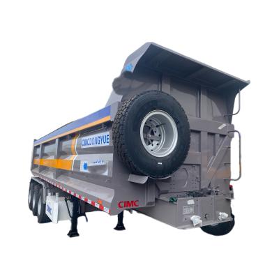 China CIMC 40 Cubic Side Tipper End Dump Truck Trailer 3-Axis Steel Semi-Trailer for sale