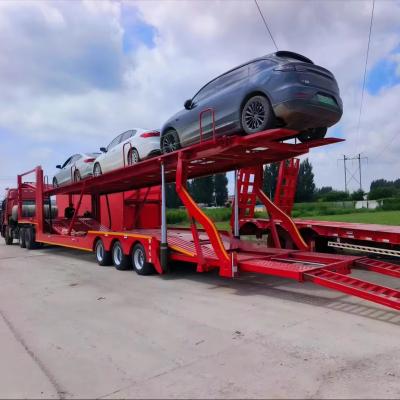 China Cimc High Quality Stainless Steel 2/3 Axle Heavy Duty Trailer Truck 8-9 Land Road Car Transportation Semi Trailers For Sale for sale