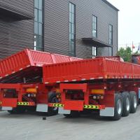 China Efficient Loading And Unloading Cargo Tri-axle Side Tipper Trailer 70 Tons Heavy Loads Dump Trucks for sale