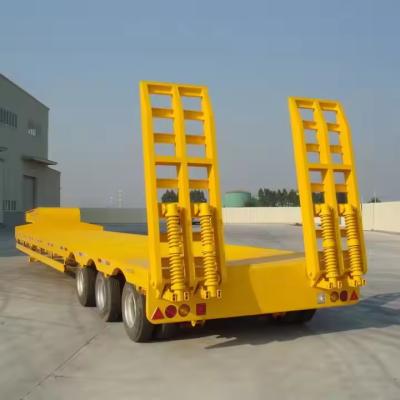 China Chinese 3 Axle 14m Transport Heavy Vehicles Mining Forestry Machinery Low Bed Semi Trailer for sale