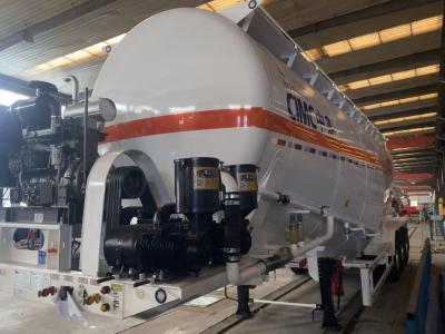 China CIMC Three-axle 60-ton tank Car With diesel Engine Set Rigidity and Strength Cement trailer for sale