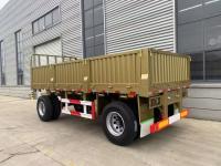 China 2-Axles Flat Platform flatbed side wall Drawbar Full Trailer With Ladder for sale
