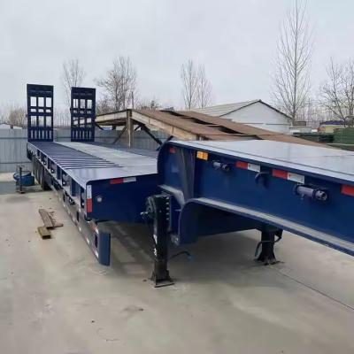 China CIMC 60 Tons Hydraulic Extendable Lowboy Loader Low Bed Truck Semi Trailer 2-3 Axle Cargo & Utility Trailers for sale