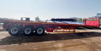 China China 3 as 20ft 40ft Container trailer Cargo Flat bed Flatbed Semi trailer met container slot Te koop