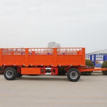 China Farm 2-Axles Flat Platform Fence Drawbar Full Trailer With Ladder for sale