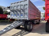 China 2-Axles Flat Platform Flatbed Side Wall Drawbar Full Trailer With Ladder for sale