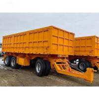 China 2-Axles Flat Platform Flatbed Side Wall Drawbar Full Trailer With Ladder for sale