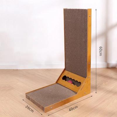 China Detachable L Shaped Cat Scratcher Corrugated Cardboard Scratching Post for sale