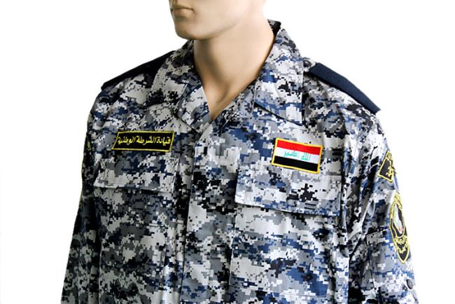 Iraq BDU Army Uniform side view displaying epaulets and chest pockets