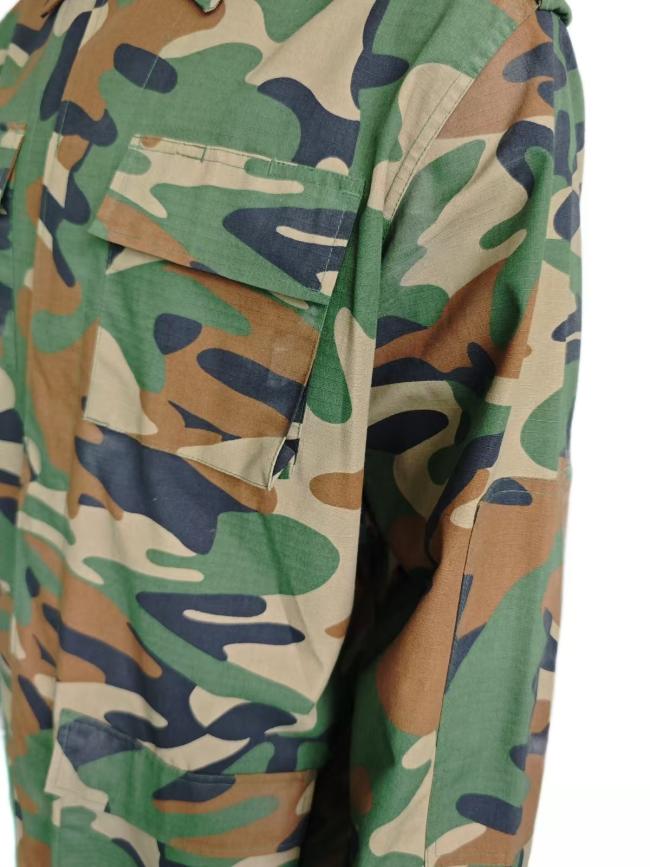 Close-up of BDU Military Tactical Jacket pocket details and stitching