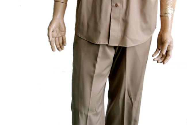 Side view of security guard uniform showing shirt and trouser combination
