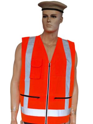 China High Visibility Reflective Safety Vest Orange Customizable for sale