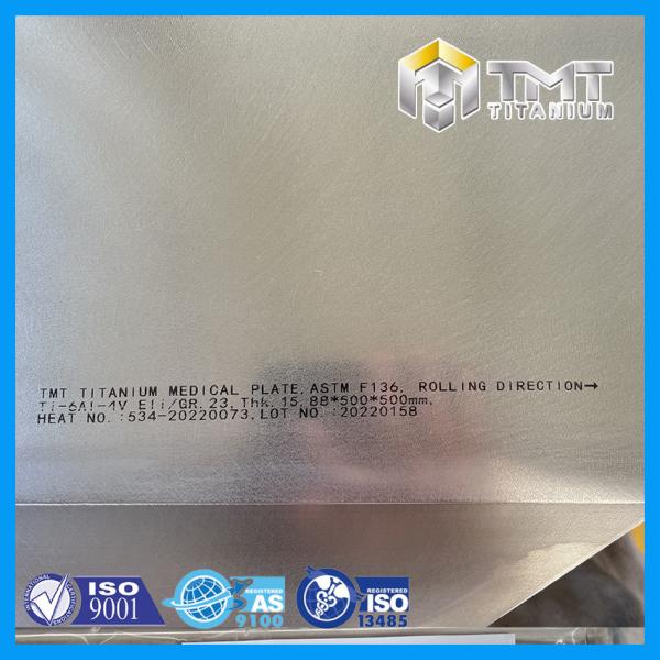 Quality ASTM F136/ISO5832-3 Ti-6Al-4V Eli/GR.23 implantable Titanium Sheet/Plate for for sale