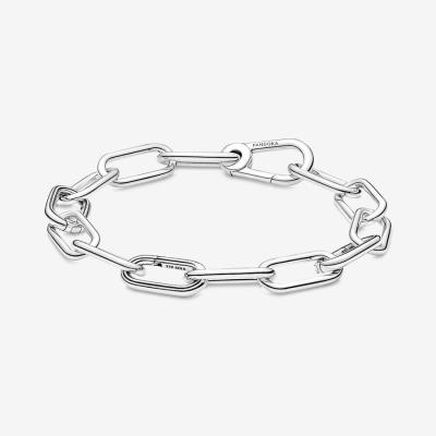China Women's 925 ME Link Chain Sterling Silver Bracelet Bangle With Hook Clasp for sale