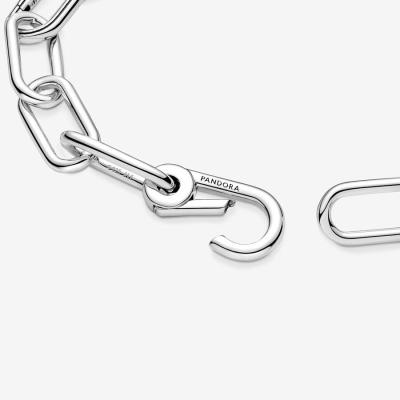 China Women's 925 ME Link Chain Sterling Silver Bracelet Bangle With Hook Clasp for sale