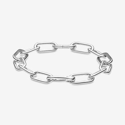 China Women's 925 ME Link Chain Sterling Silver Bracelet Bangle With Hook Clasp for sale