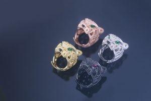 China Gold Plated Leopard Diamond Ring 925 Silver Jewelry OEM for sale