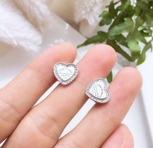 China Heart Stud 925 Sterling Silver Hypoallergenic Silver Drop Cubic Zirconia Earrings for sale