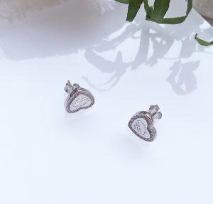 China Heart Stud 925 Sterling Silver Hypoallergenic Silver Drop Cubic Zirconia Earrings for sale