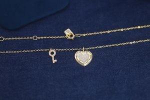 China Personalized Charms Key Lock Heart Padlock Bracelet Gold Qixi Gift for sale