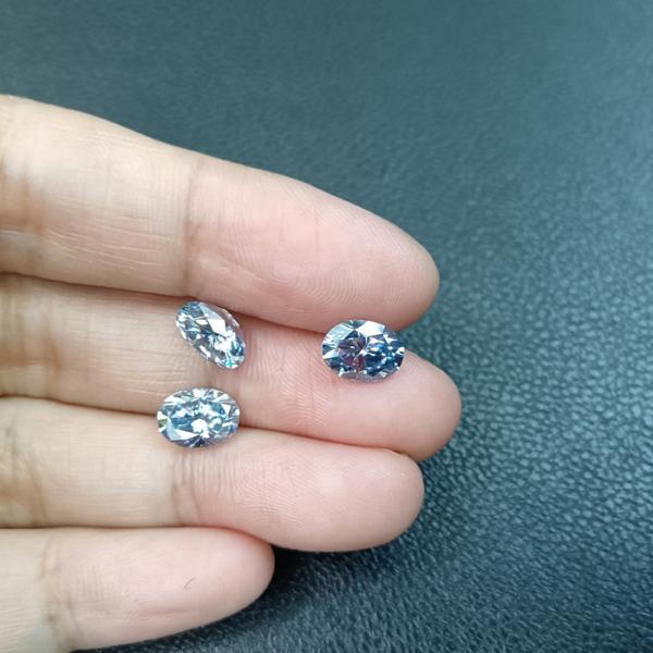 Quality Vivid Blue Crushed Ice Hybrid Moissanite Gemstones Oval Cut VVS1 8mm for sale