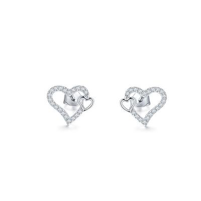 China Emerald Cut VVS Moissanite Jewelry Heart Stud Earrings OEM for sale