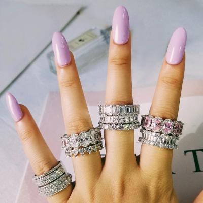 China S925 Sterling Silver Moissanite Wedding Bands Round Cut 3mm 1.5 Carat Diamond for sale
