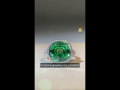 Emerald Sterling Silver Custom Jewelry Square Diamond Rings