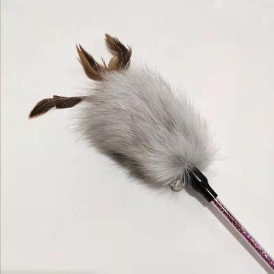 Cina Peluche di presa in giro Cat Toy Fox Feather Plush Teasing Cat Stick With Handle dell'animale domestico in vendita