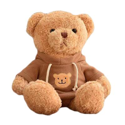 Cina cuscino sveglio rosso di sonno di Teddy Bear Plush Toys Girl di maglia con cappuccio di 30cm piccolo in vendita