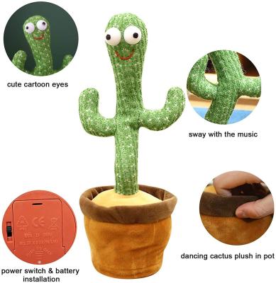 Cina Giocattolo elettrico ballante e di conversazione luminoso della peluche del cactus in vendita