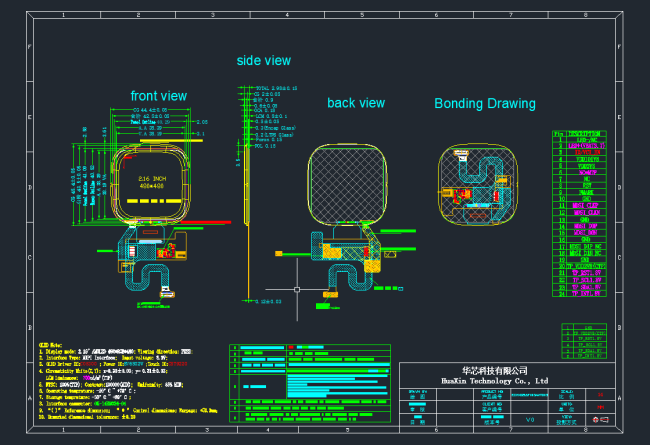 AMOLED display panel pin definition diagram