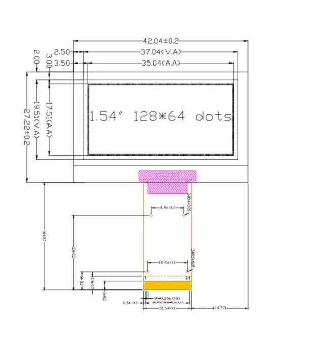 PMOLED display pin definition diagram