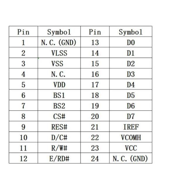 PMOLED display technical drawing