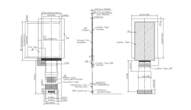 Flexible AMOLED display pin definition diagram