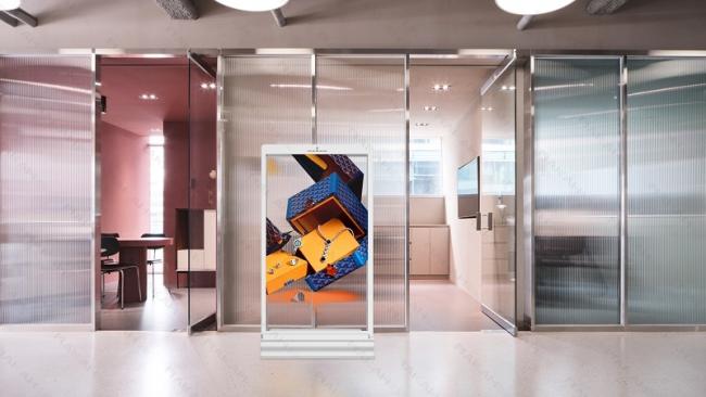 77-inch OLED transparent display touch interface