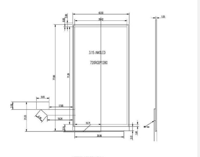 3.15 inch AMOLED display technical drawing