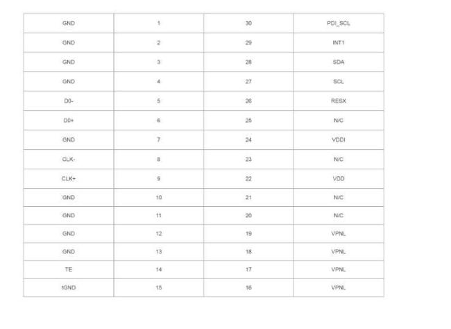 3.15 inch AMOLED display pin definition diagram