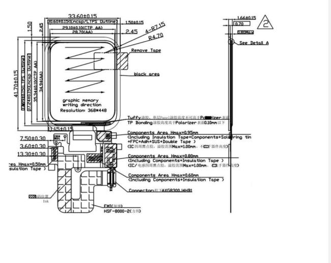 AMOLED display pin definition diagram