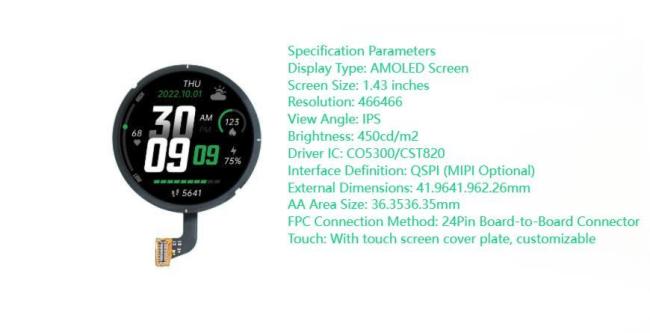 1.43 inch AMOLED display comparison