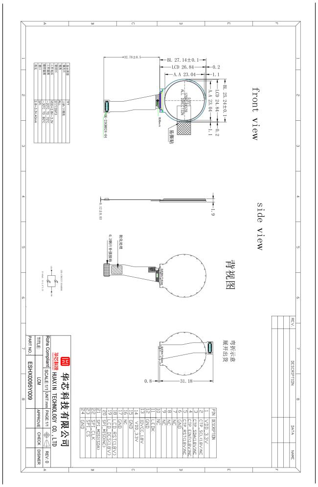 TFT display pin definition diagram