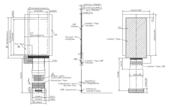 Pin definition diagram for OLED display