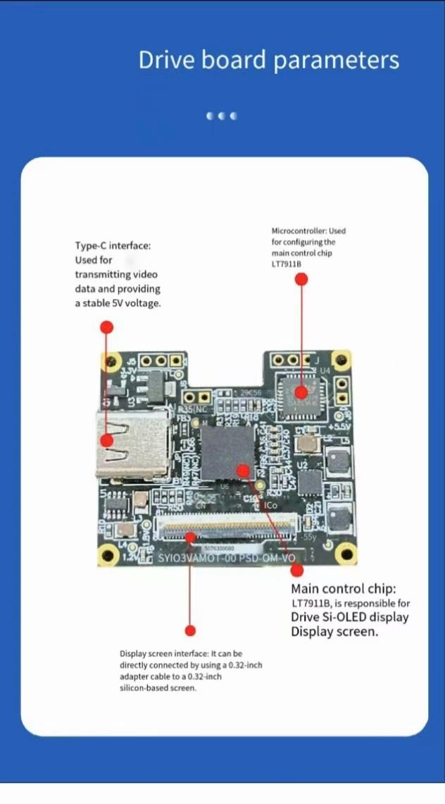 Micro OLED display with testing board