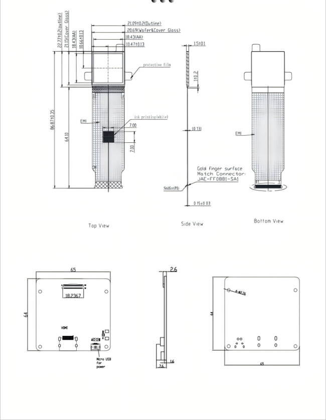 Micro OLED display pin definition diagram